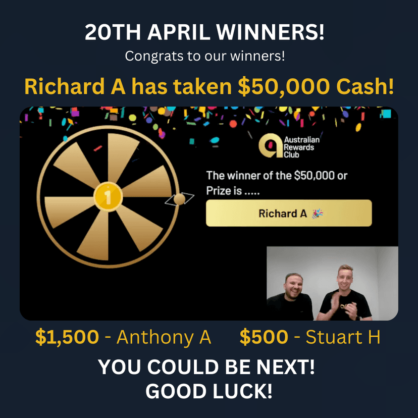 Australian Rewards Club | Win Camaro, Harley, Maloo, Mustang or $50,000 ...